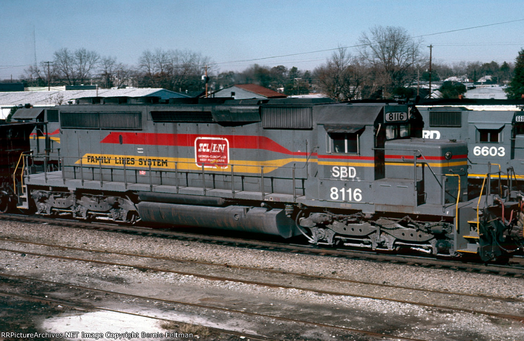 Seaboard System SD40-2 #8116, in the consist of a Florida bound coal train,